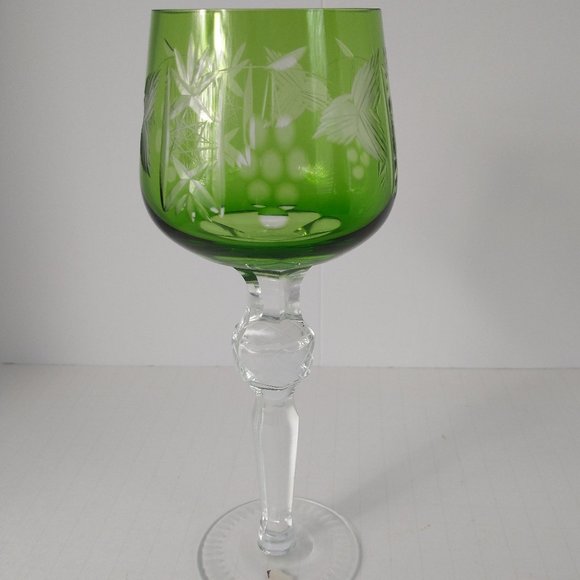 Source Unknown | Dining | Green Hock Decorative Cut Blown Stem Glass By ...